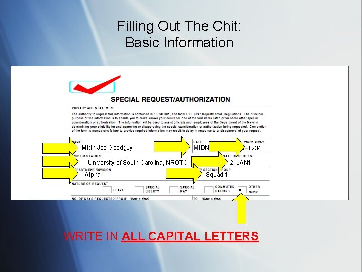 Special Request Chit Presentation By MIDN 1C Humphries