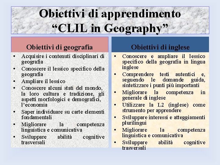 Progetto CLIL in Geography Scuola Secondaria di I