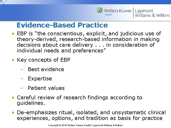 Chapter 12 EvidenceBased Practice and Nursing Theory Copyright