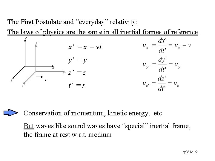Chapter 1 Relativity Special Relativity all motion is