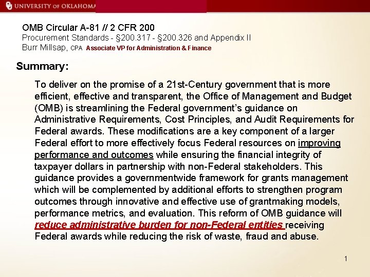 OMB Circular A81 2 CFR 200 Procurement Standards