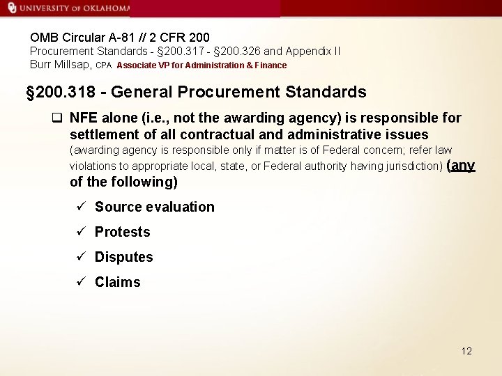 OMB Circular A81 2 CFR 200 Procurement Standards