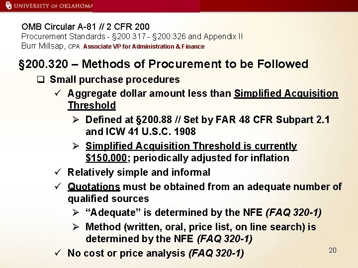 OMB Circular A81 2 CFR 200 Procurement Standards