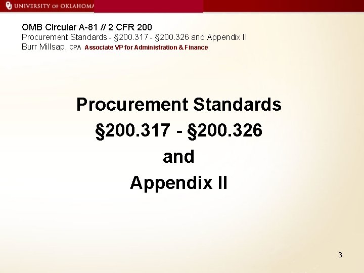 OMB Circular A81 2 CFR 200 Procurement Standards