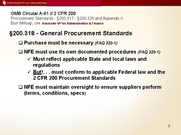 OMB Circular A81 2 CFR 200 Procurement Standards