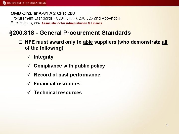 OMB Circular A81 2 CFR 200 Procurement Standards