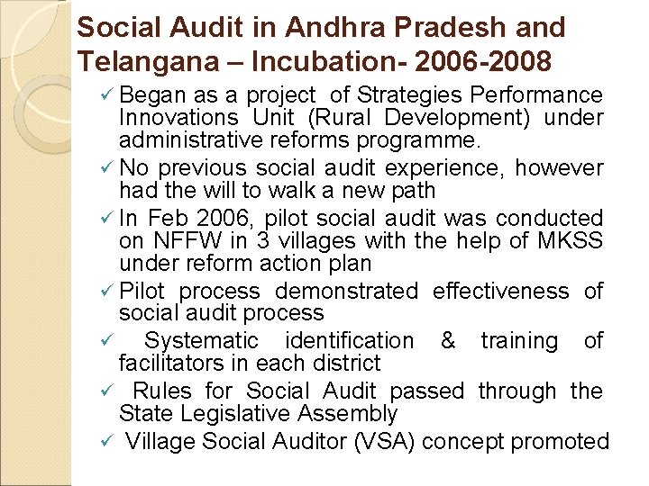 Society for Social Audit Accountability and Transparency Department