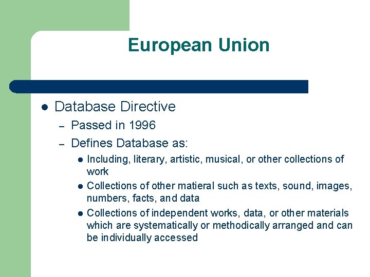International Regulation of Databases The Example of Bio