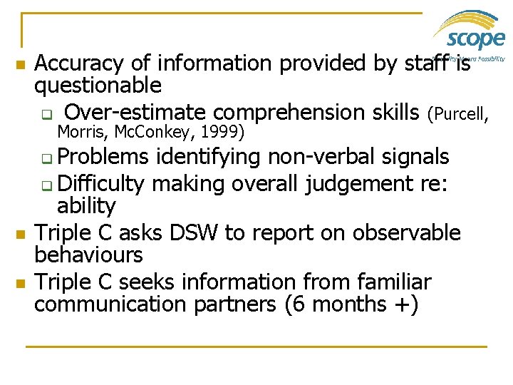 Triple C The power of sharing the assessment