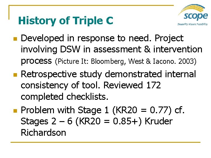 Triple C The power of sharing the assessment