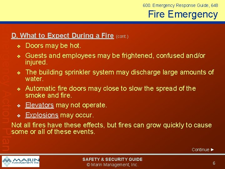 600 Emergency Response Guide 648 Fire Emergency Action