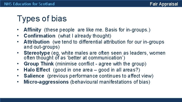 Fair Appraisal The Role of Unconscious Bias NHS