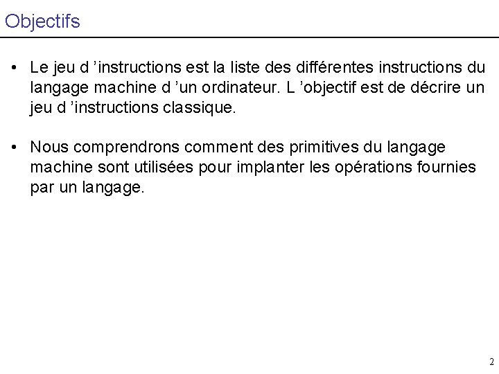 Le jeu d instructions Introduction Un jeu d