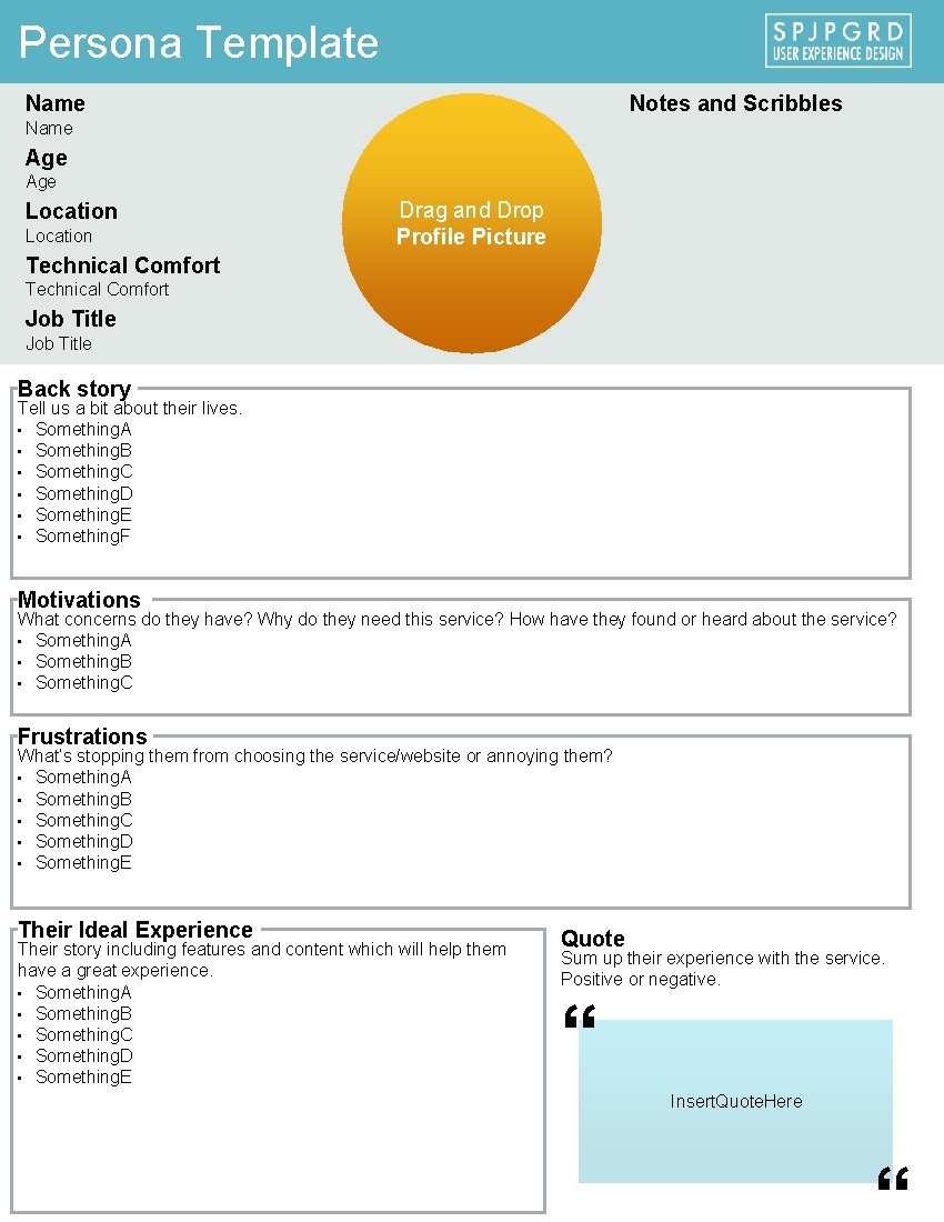 Persona Template Name Notes and Scribbles Julia Fredricks