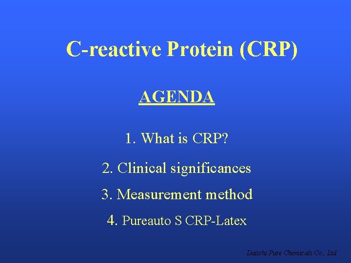 Creactive Protein CRP AGENDA 1 What is CRP