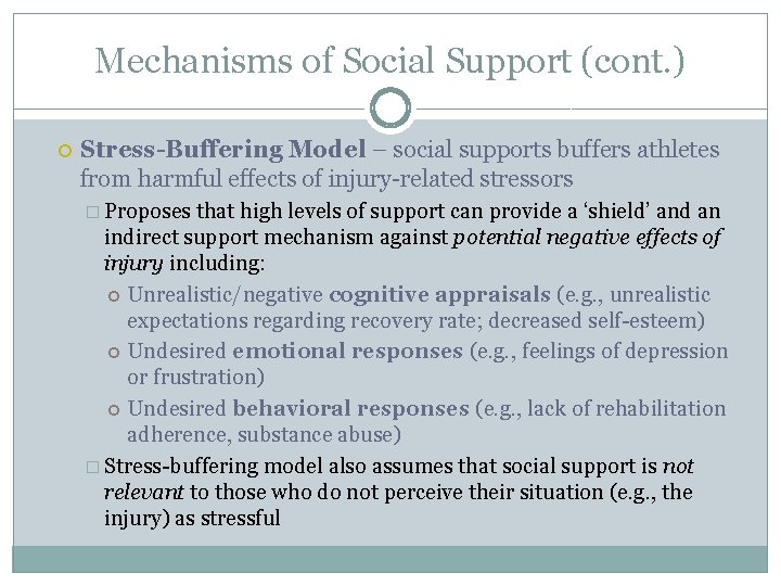Social Support in Sport Injury Rehabilitation MODULE 9