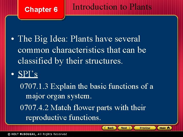 Chapter 6 Introduction to Plants The Big Idea