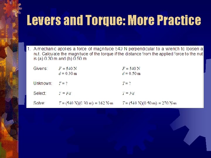 Levers and Torque More Practice Levers and Torque