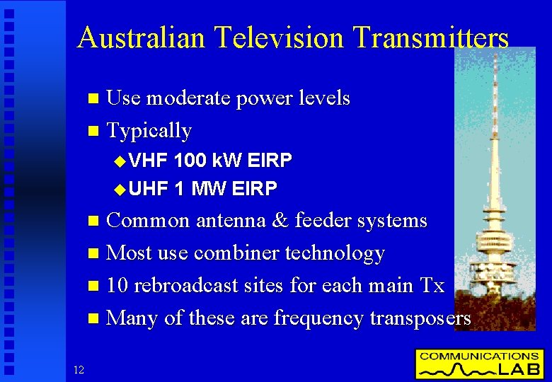 Communications Laboratory Australian digital TV status http www