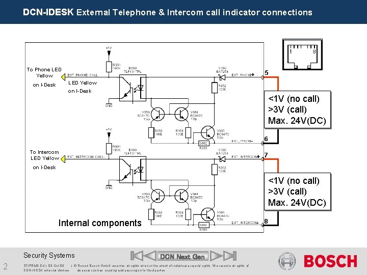 DCNIDESK Boothonair connections 24 V1 A Max PTC