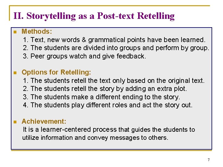 Storytelling for Enriching EFL H S Classes Presented
