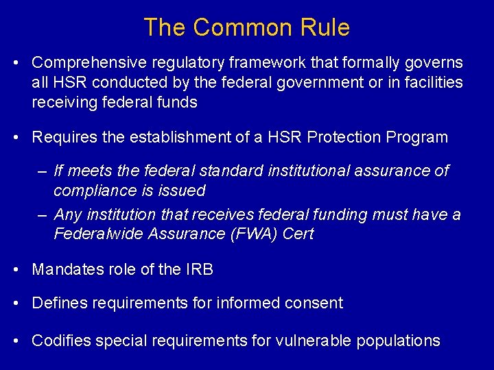 Ethical Principles of Human Subjects Protection The Belmont