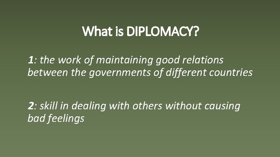 BIG Question Does CULTURE DIPLOMACY Peace and Stability