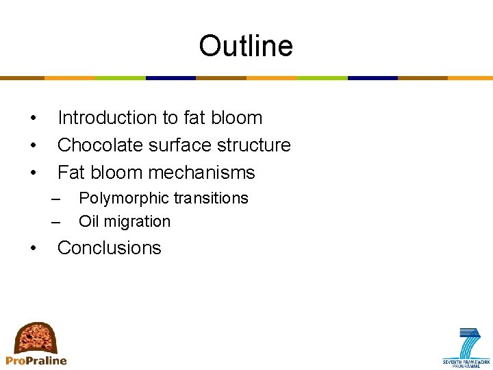 The process of fat bloom formation in pralines