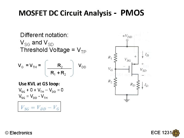 Recall Last Lecture The MOSFET has only one