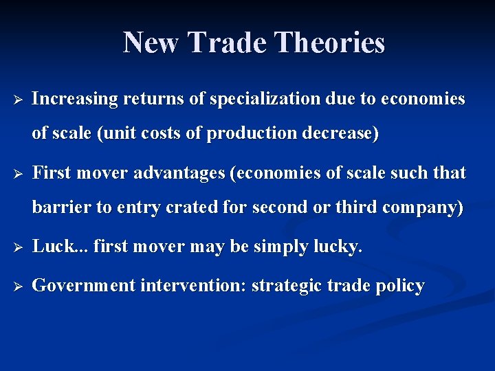 Innovation Economics Class 6 International Trade Theory International