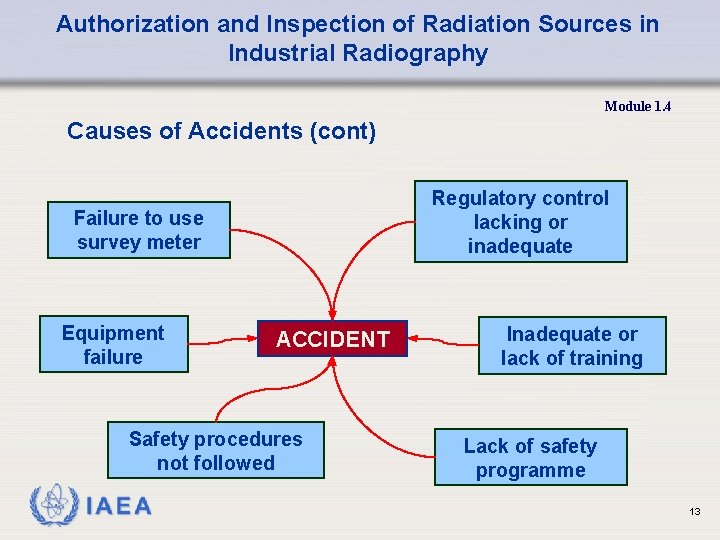 Accidents in Industrial Radiography Authorization and Inspection of