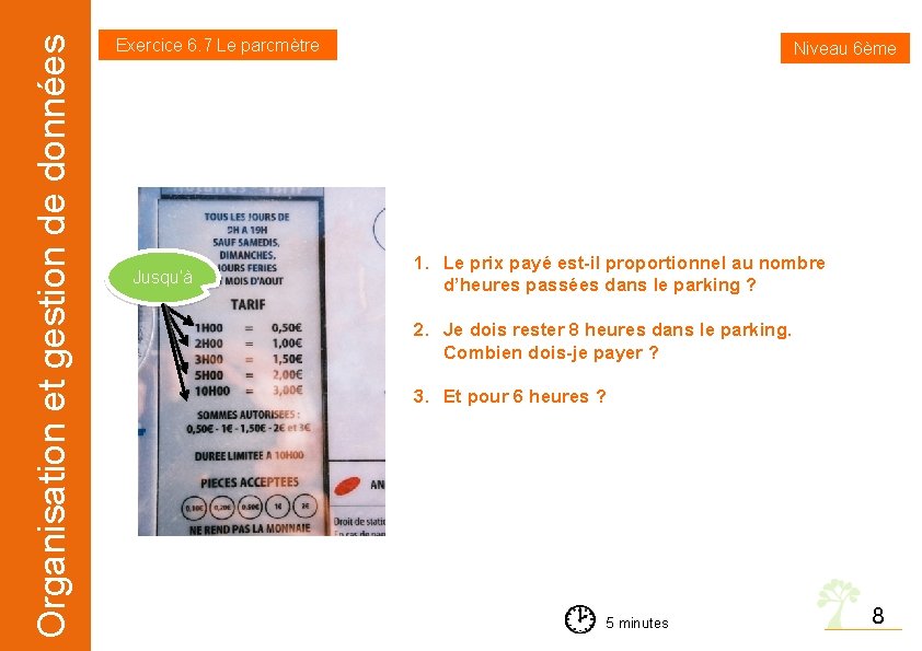 Organisation et gestion de donnes Mathmatiques Niveau 6me