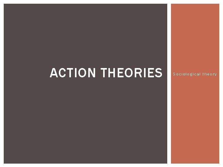 ACTION THEORIES Sociological theory WHAT ID WRITE IN