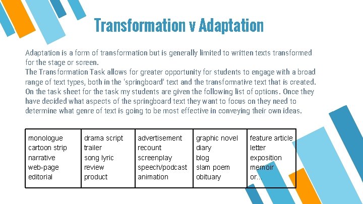 STAGE 1 Transformation Task SAETA Refresher Course Saturday