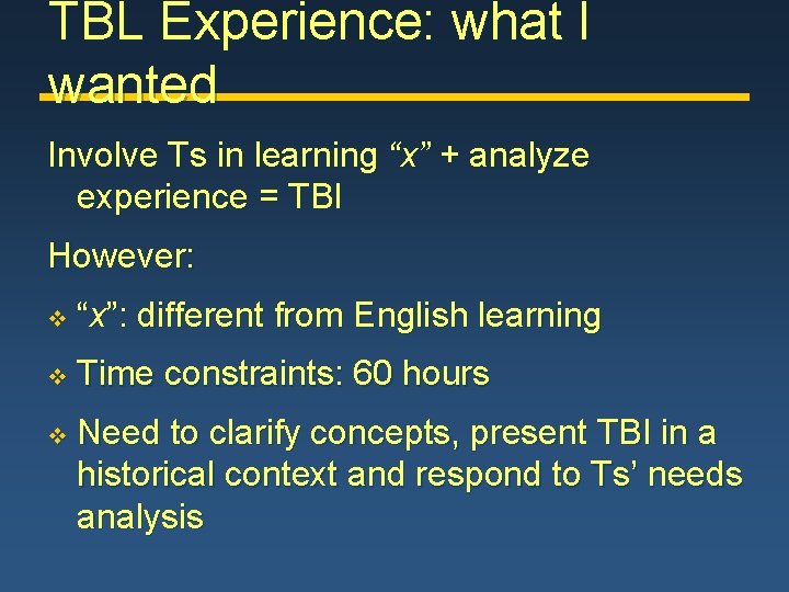 TBLT for Teacher Development Implementing an Online Course