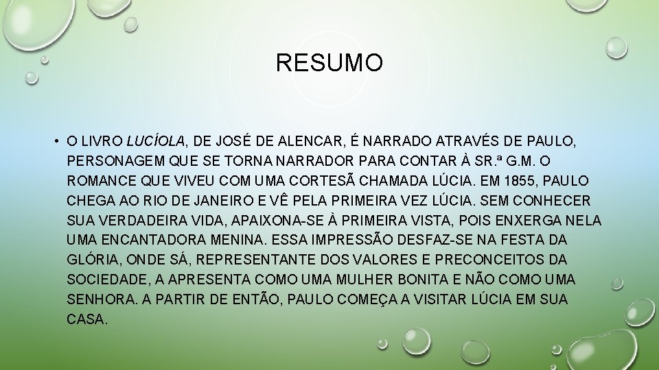 LUCOLA JOS DE ALENCAR RESUMO O LIVRO LUCOLA