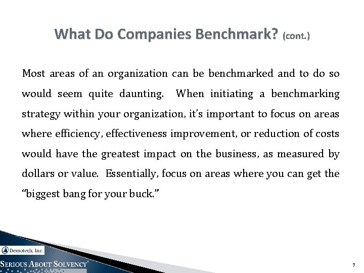 Why Benchmark Your Organizations Operations A Summary of