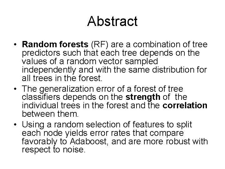 Random Forests Paper presentation for CSI 5388 PENGCHENG