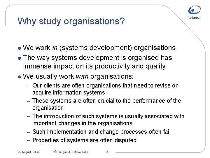 Introduction to Structure in fives Pl Srgaard Telenor