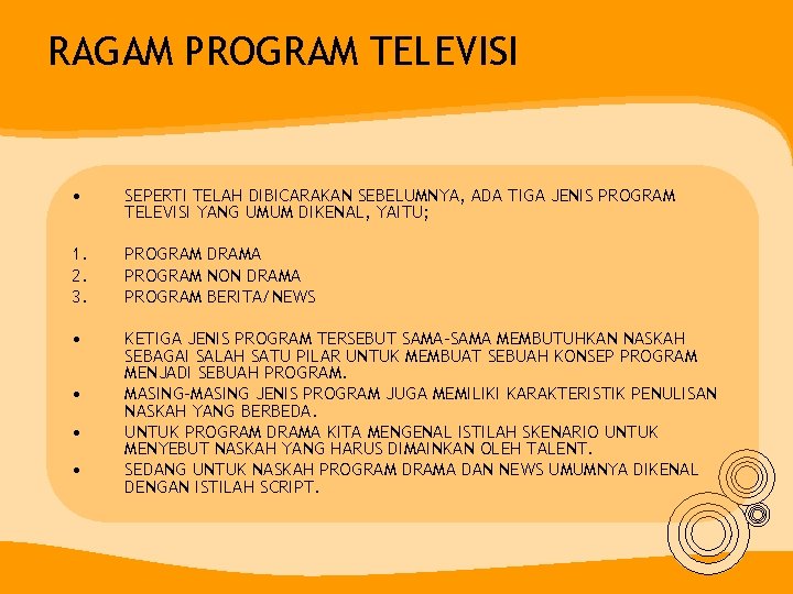 TEKNIK PENULISAN NASKAH RAGAM PROGRAM TELEVISI SEPERTI TELAH