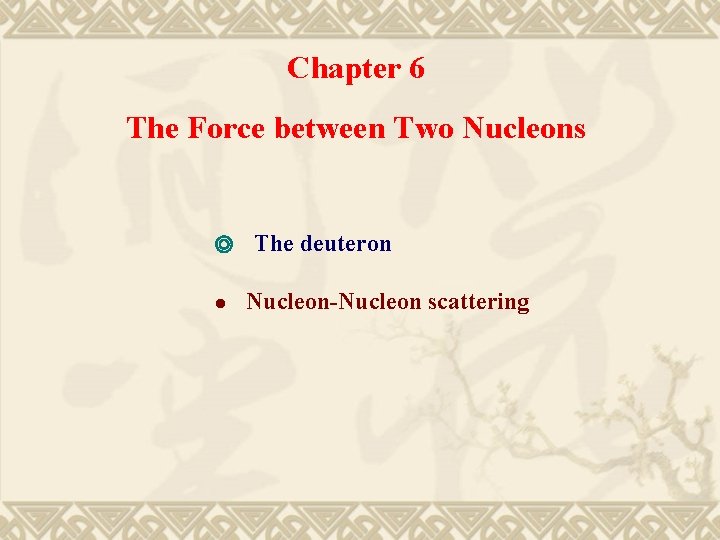 Chapter 6 The Force between Two Nucleons The