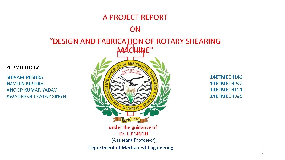 A PROJECT REPORT ON DESIGN AND FABRICATION OF