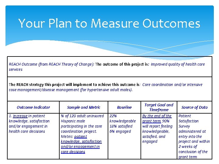 Evaluating REACH Funded Projects Using the REACH Theory