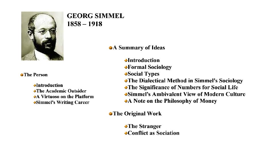 GEORG SIMMEL 1858 1918 PhilosopherSociologist Georg Simmel was