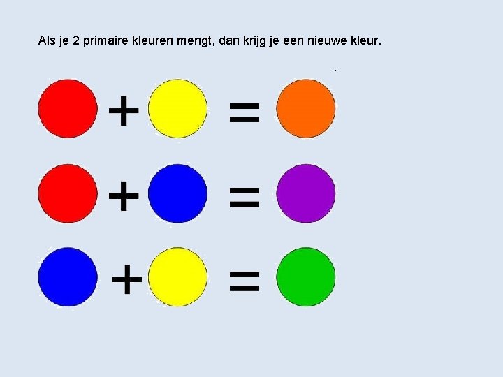 Kleur Bij tekenen zijn er 3 hoofdkleuren Met