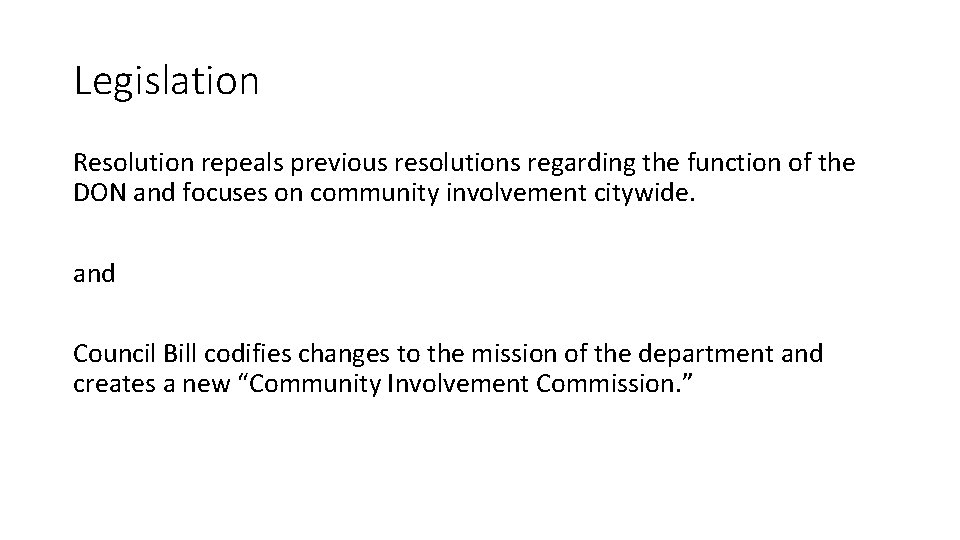 DON Letter Proposed legislation and revised letter Recap