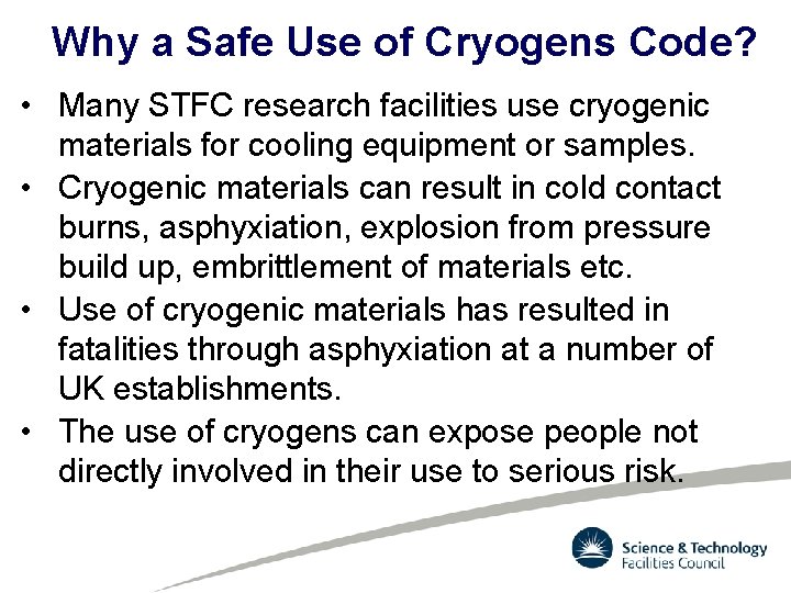 SHE Code 3 Safe Use of Cryogenic Materials