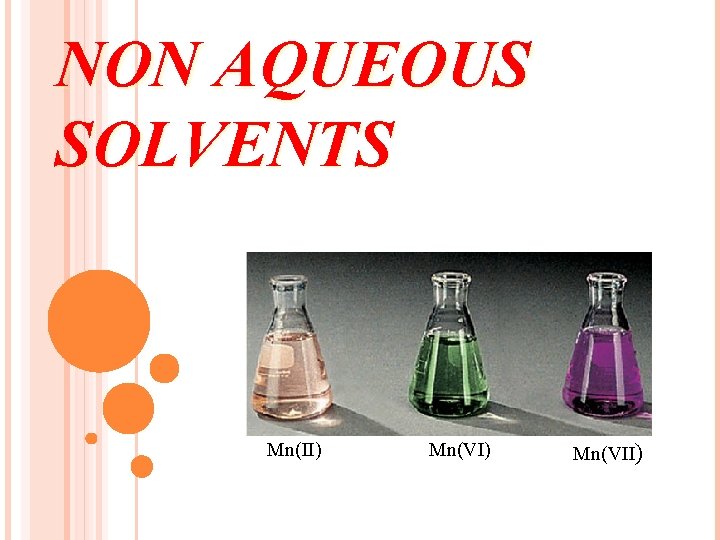 NON AQUEOUS SOLVENTS MnII MnVII INTRODUCTION An inorganic