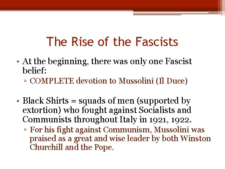 The Rise of Fascism Hirohito Mussolini Hitler SSWH