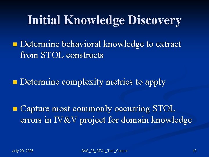 Automated Systems Test and Operations Language STOL Analysis